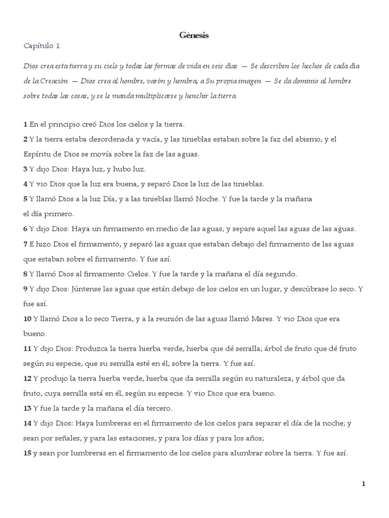 Génesis - Capítulo 1 | PDF | Tierra | Religión y creencia