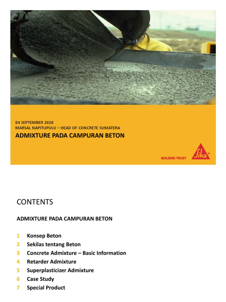 Admixture Pada Campuran Beton | PDF | Concrete | Masonry