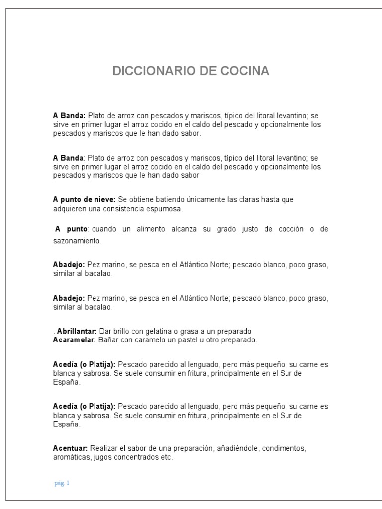 Diccionario Cocina SENA | PDF | Postres | Salsa