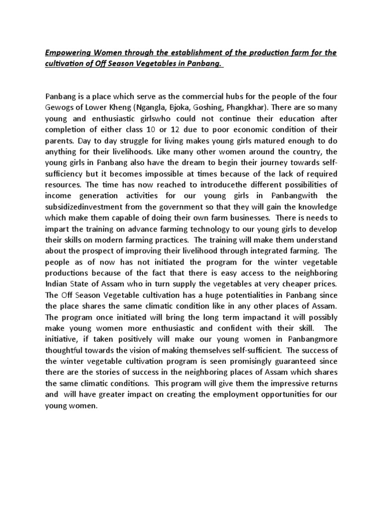 Project Proposal For OffSeason Vegetable | PDF | Vegetables | Unemployment