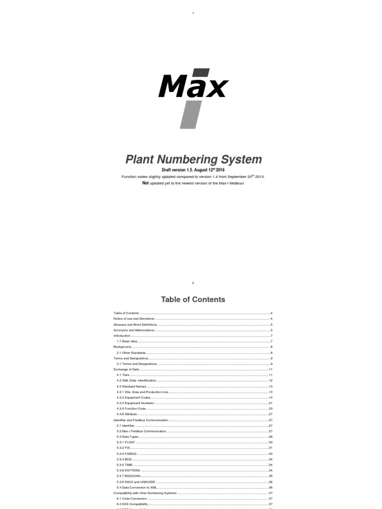 Plant Numbering System: Function Codes Slightly Updated Compared To ...