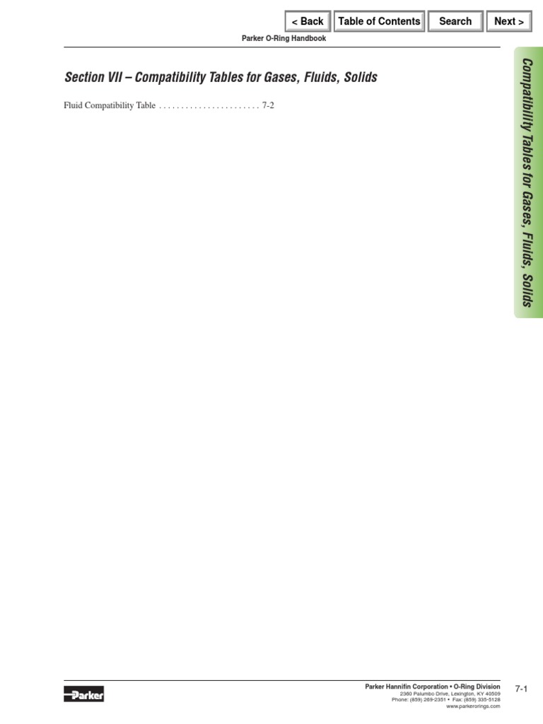 Section VII - Compatibility Tables For Gases, Fluids, Solids | PDF ...