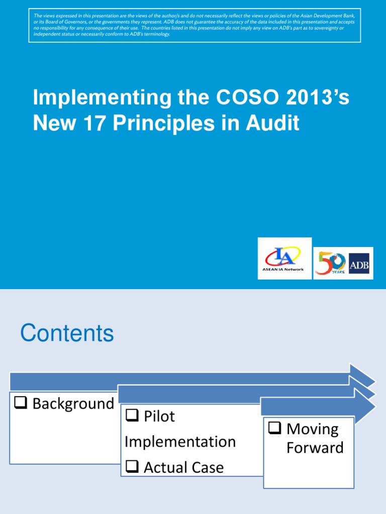 Implementing The COSO 2013's New 17 Principles in Audit | PDF ...