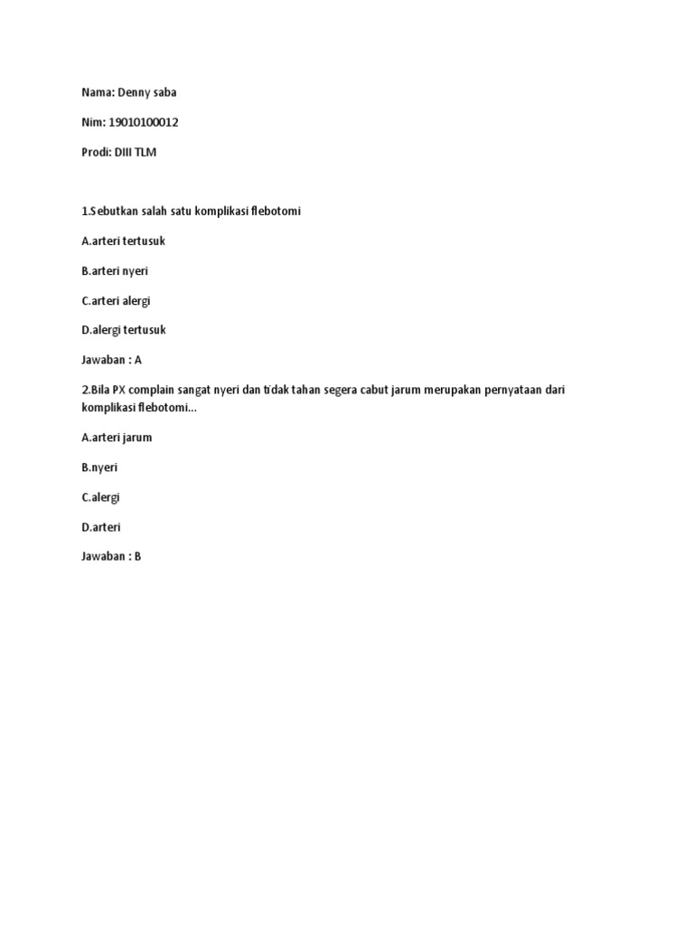 Denny Saba Flebotomi | PDF