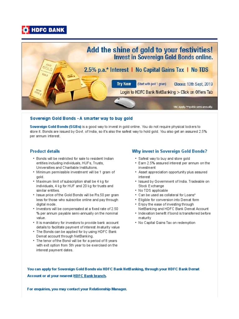 HDFC Sovereign Gold Bonds Overview | PDF | Finance & Money Management