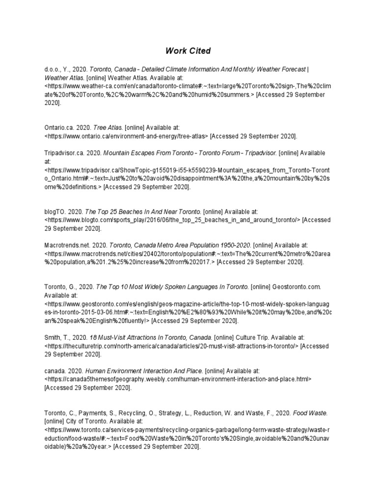 Work Cited | PDF | Economy And The Environment | Nature