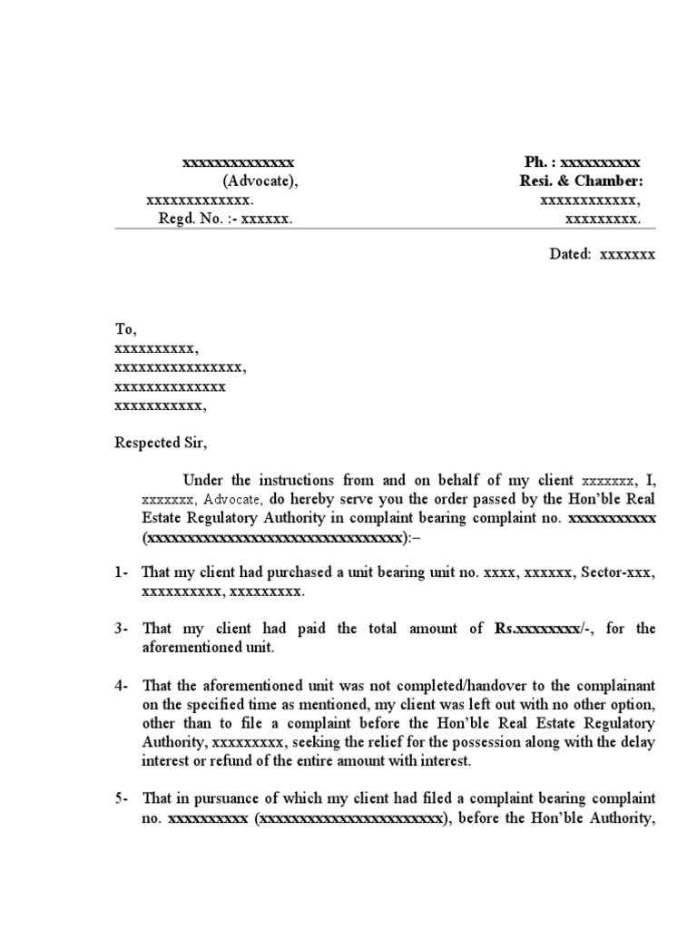 Letter For Compliance of RERA Order | PDF | Government | Business