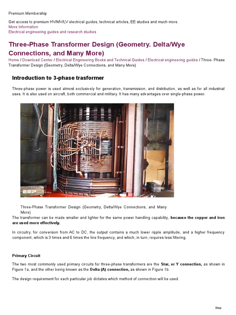 Three-Phase Transformer Design (Geometry. Delta/Wye Connections, and ...