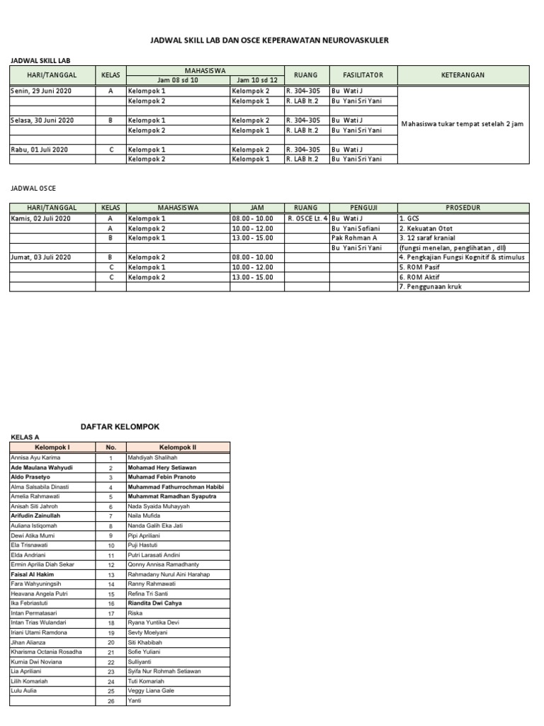 Jadwal Lab Dan OSCE PDF | PDF