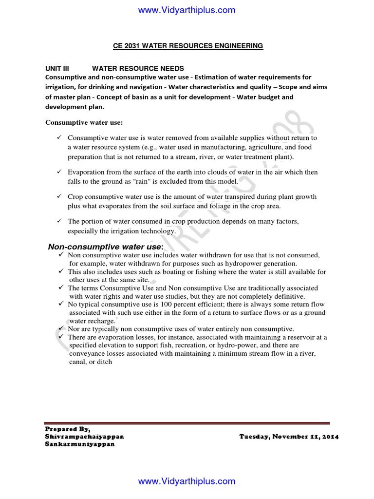 Non-Consumptive Water Use:: Ce 2031 Water Resources Engineering ...