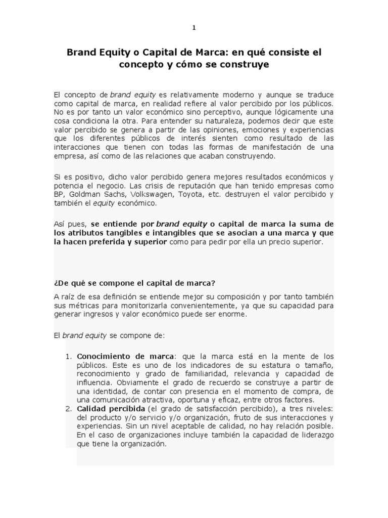 Brand Equity o Capital de Marca... en Que Consiste y Como Se Construye ...