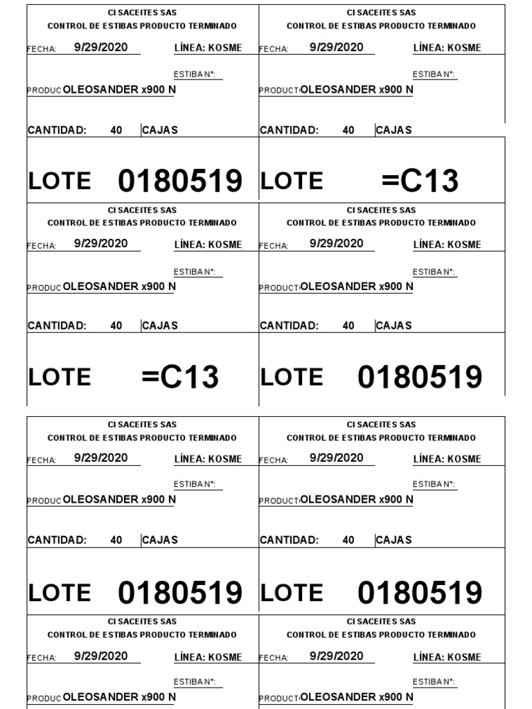Formato Control de Estibas - Stiker | PDF