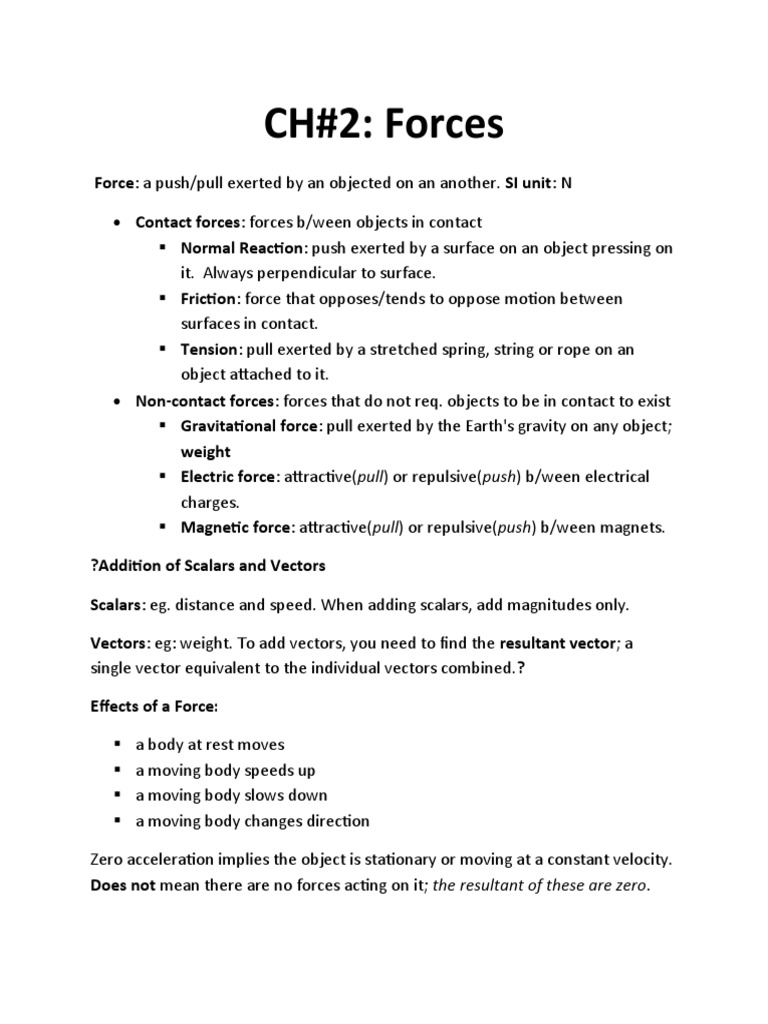 CH#2: Forces | PDF | Friction | Force