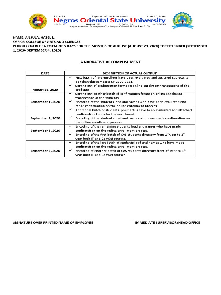 Accomplishment Report | PDF