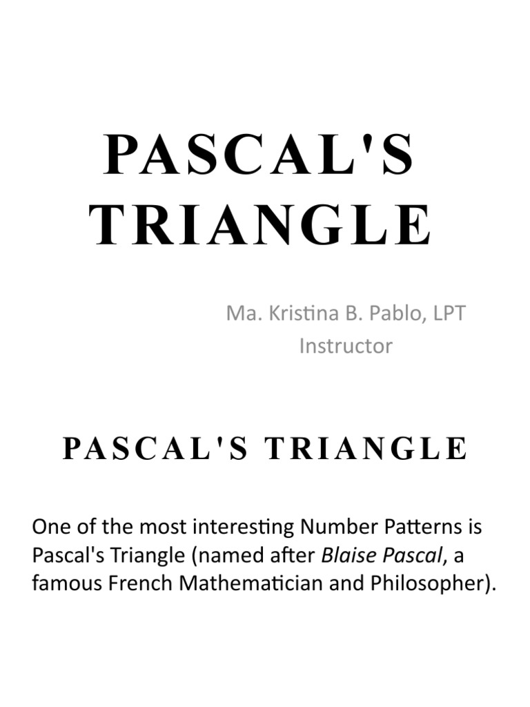 Pascal's Triangle Explained | PDF
