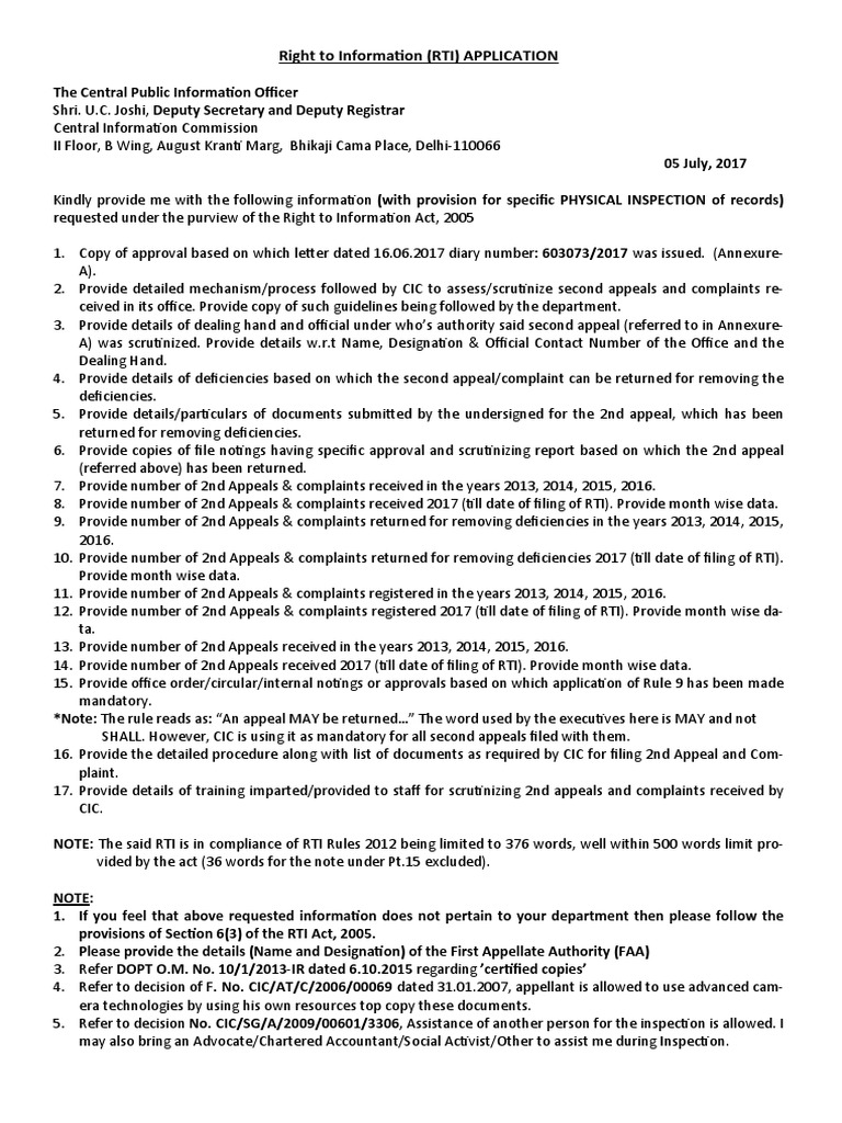 RTI Model 2R201750411 | PDF | Complaint | Common Law