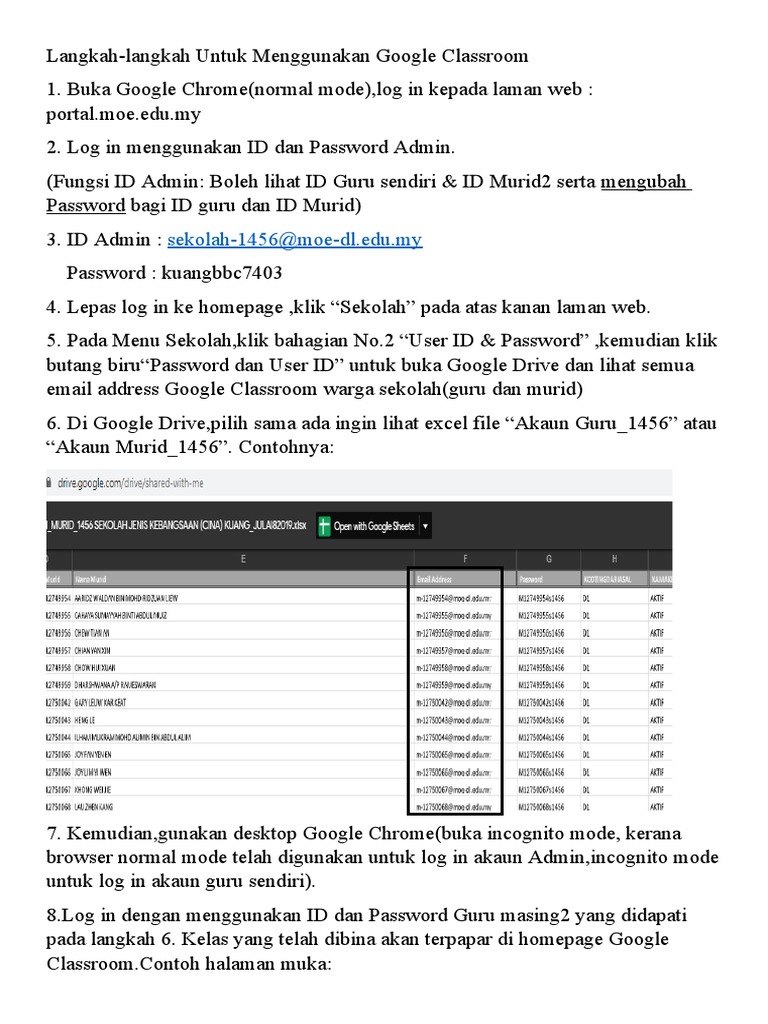 Langkah2 Menggunakan Google Classroom | PDF