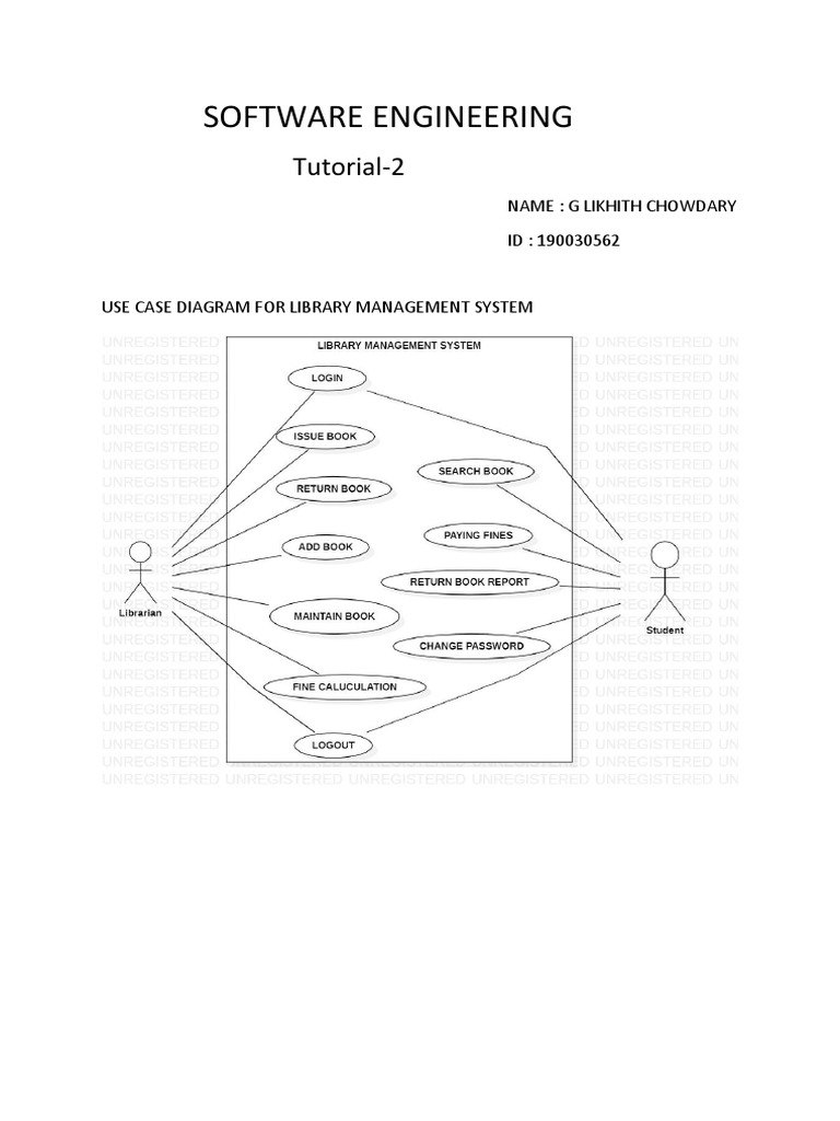Se - Tut-02 - Uml Diagrams Library Management System PDF | PDF