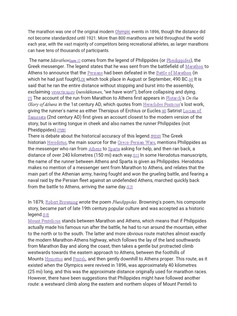 Pheidippides Marathon Persians Battle of Marathon | PDF | 1st ...