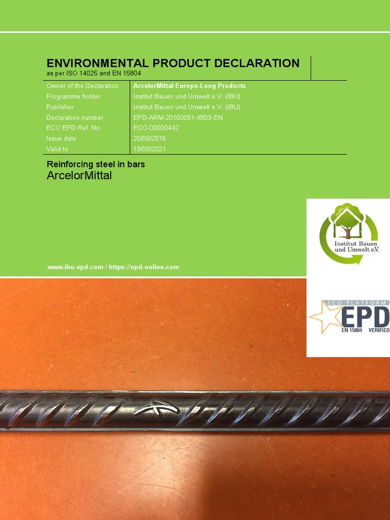 Environmental Product Declaration: Arcelormittal | PDF | Life Cycle Assessment | Recycling