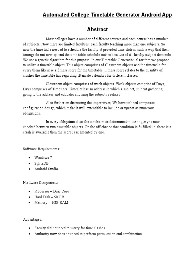 College Timetable App for Admins | PDF | Mobile App | Android ...