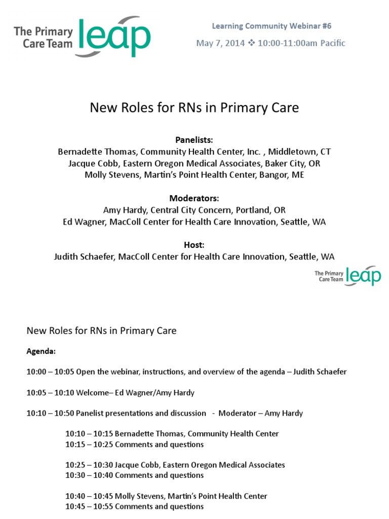 RN-LEAP LC Webinar-New Roles RN-CHC-EOMA-MartinsPt XXXXX | PDF ...