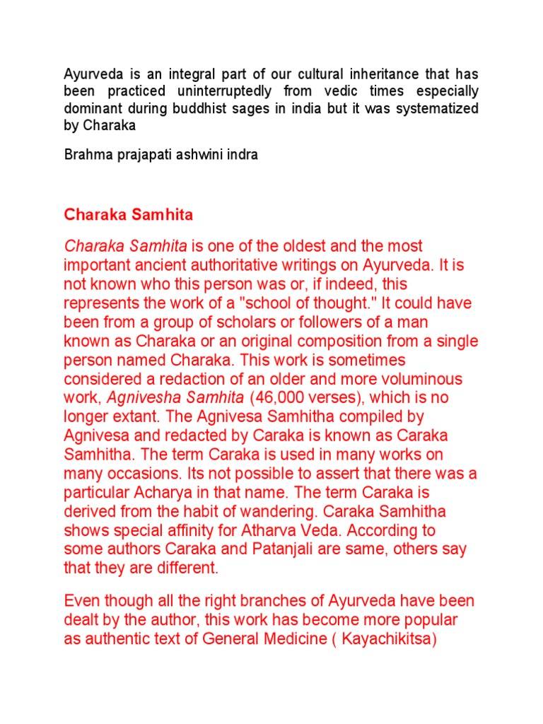 Charaka Samhita: A Foundational Text of Ayurvedic Medicine | PDF ...