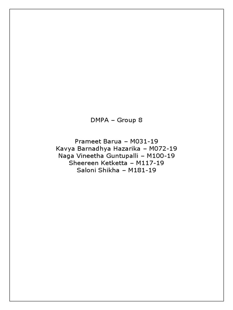 DMPA - Group 8 - Assignment 1 | PDF | Statistics | Business