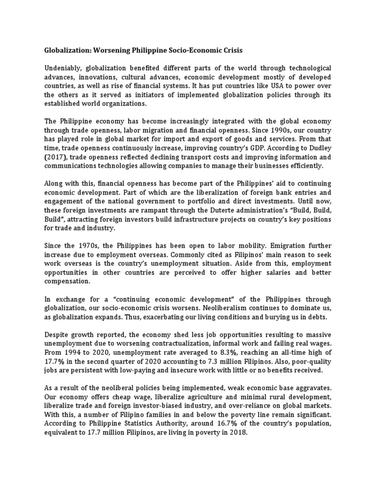 Effects of Globalization in The Philippines | PDF | Globalization ...