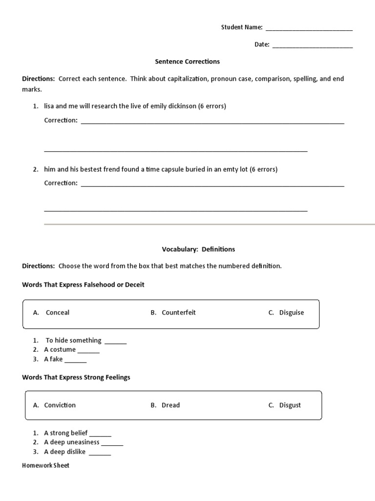 Sentence Correction and Vocabulary Practice | PDF | Career & Growth ...