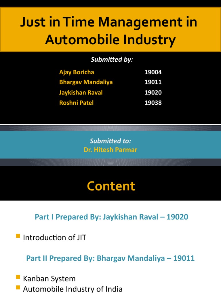 JIT in Automobile Industry | PDF | Inventory | Business Process Management