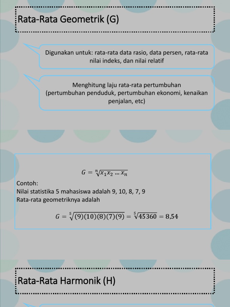 Ukuran Pemusatan Data (Rata2 Ukur Geometrik Dan Harmonik) | PDF