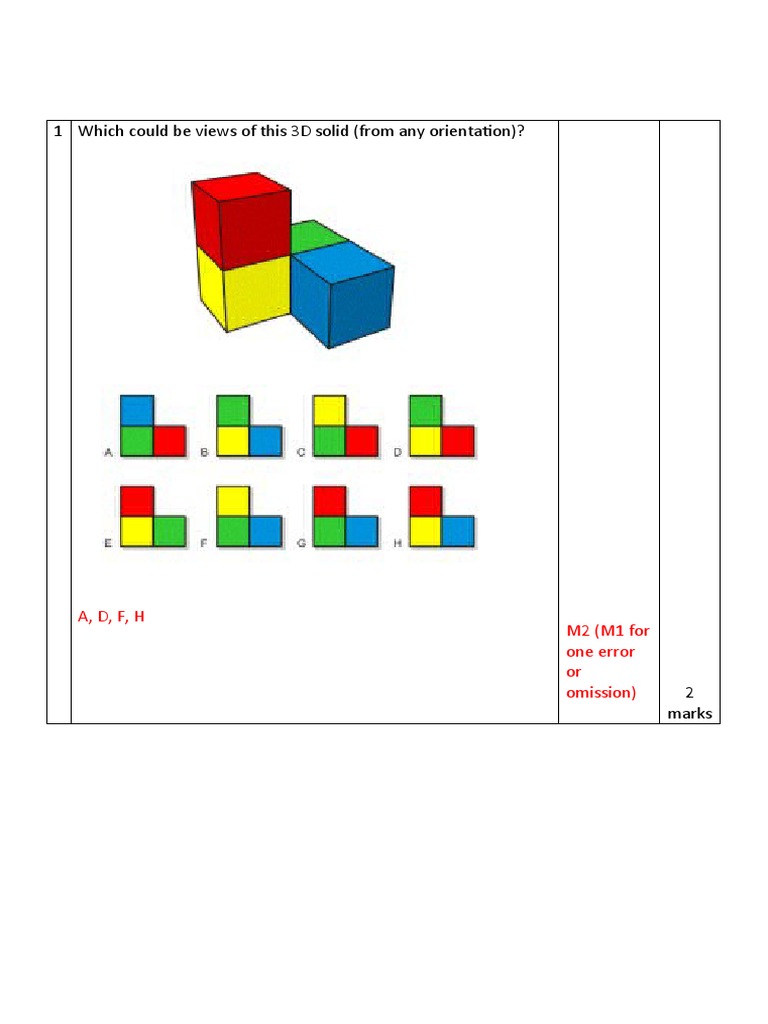 Possible views of a 3D solid | PDF | Elementary Geometry | Geometry