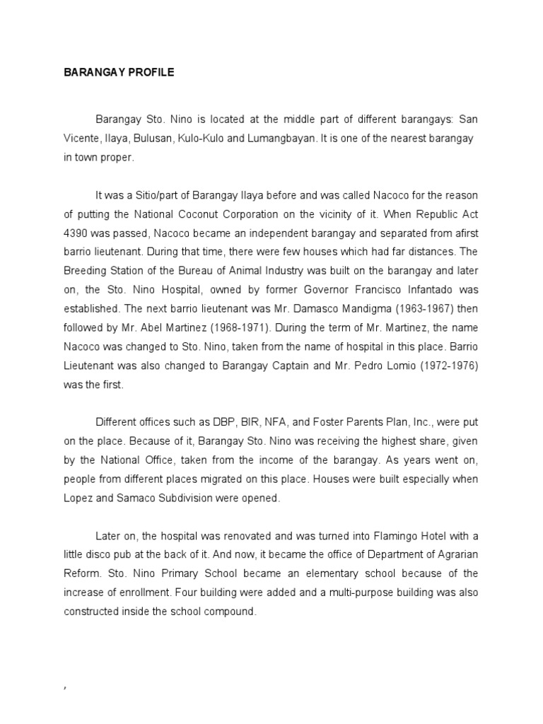 Barangay Profile (CHN) 2 | PDF | Rain | Rosary