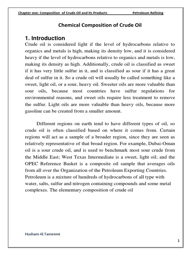 Chemical Composition of Crude Oil | PDF | Alkane | Petroleum
