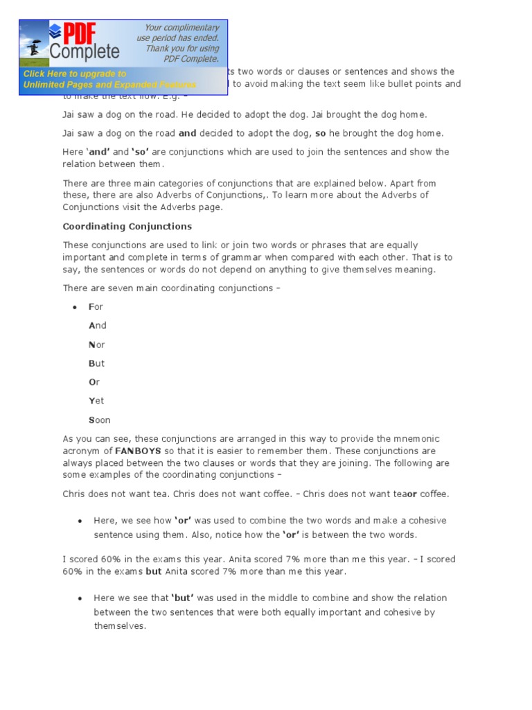 CONJUNCTION | PDF | Human Communication | Syntax