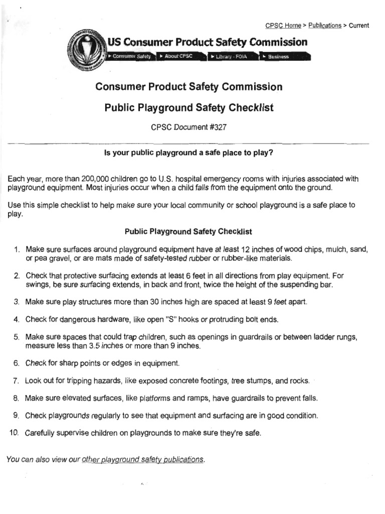 Playground Safety Checklist | PDF