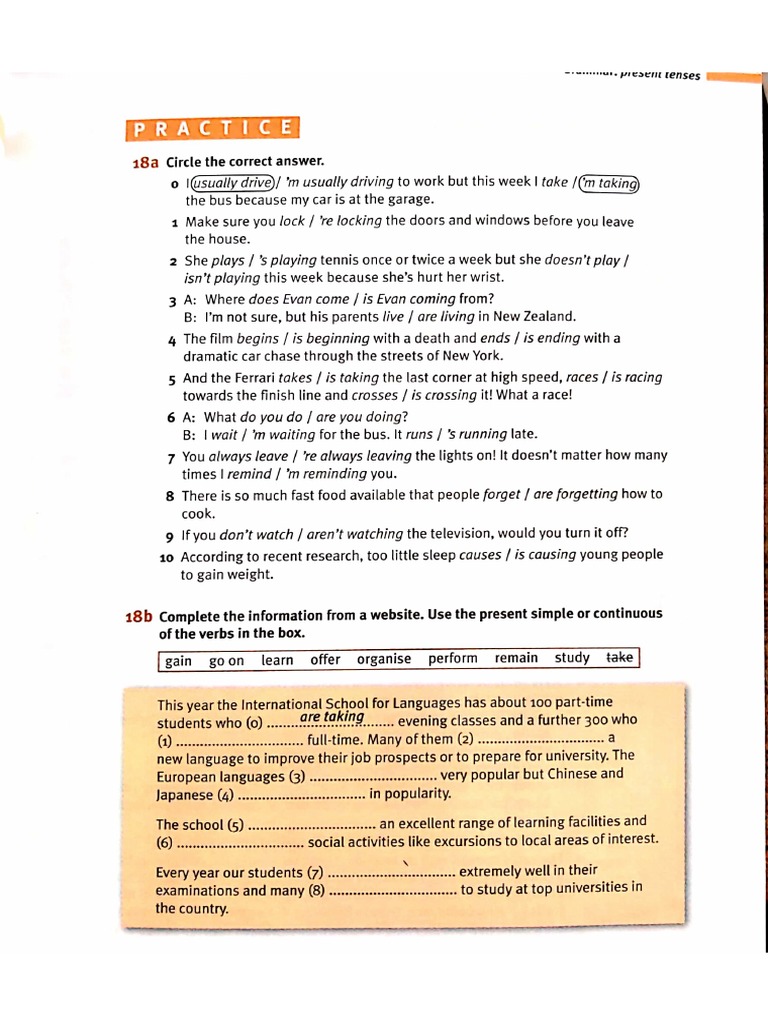 Revision of Present Simple and Present Continuous | PDF