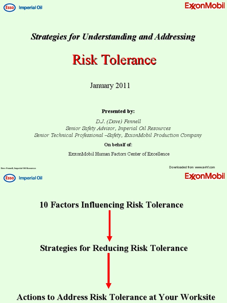 Exxon Risk Tolerance | PDF | Prevention | Risk