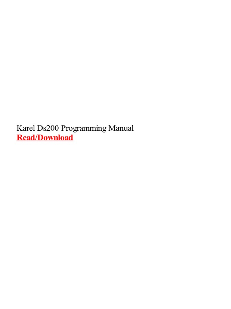 Karel ds200 Programming Manual PDF | PDF