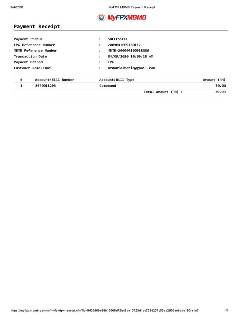 MyFPX MBMB Payment Receipt | PDF