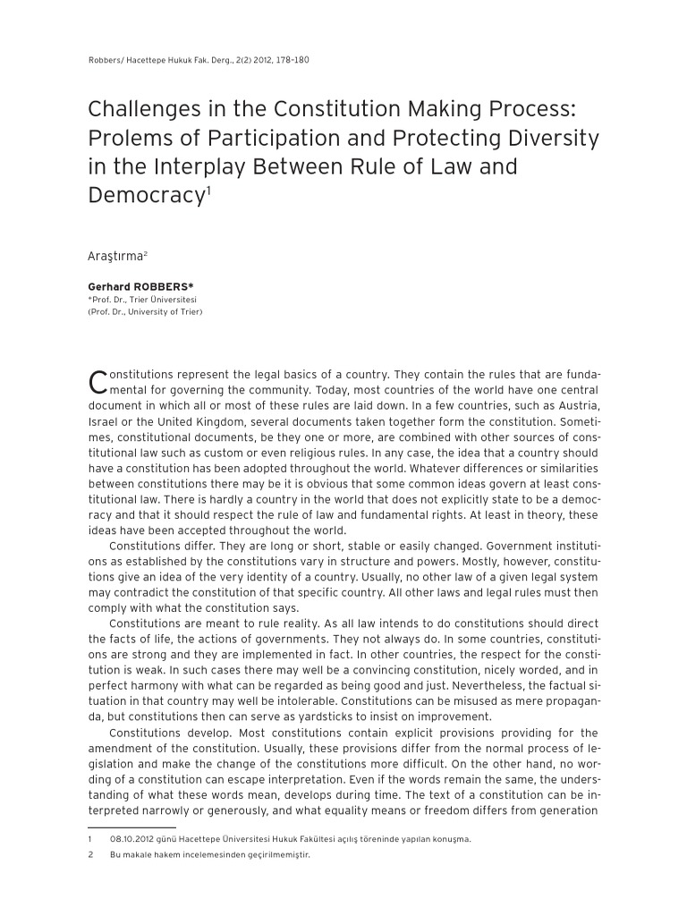 Challenges in The Constitution Making Process: Prolems of Participation ...