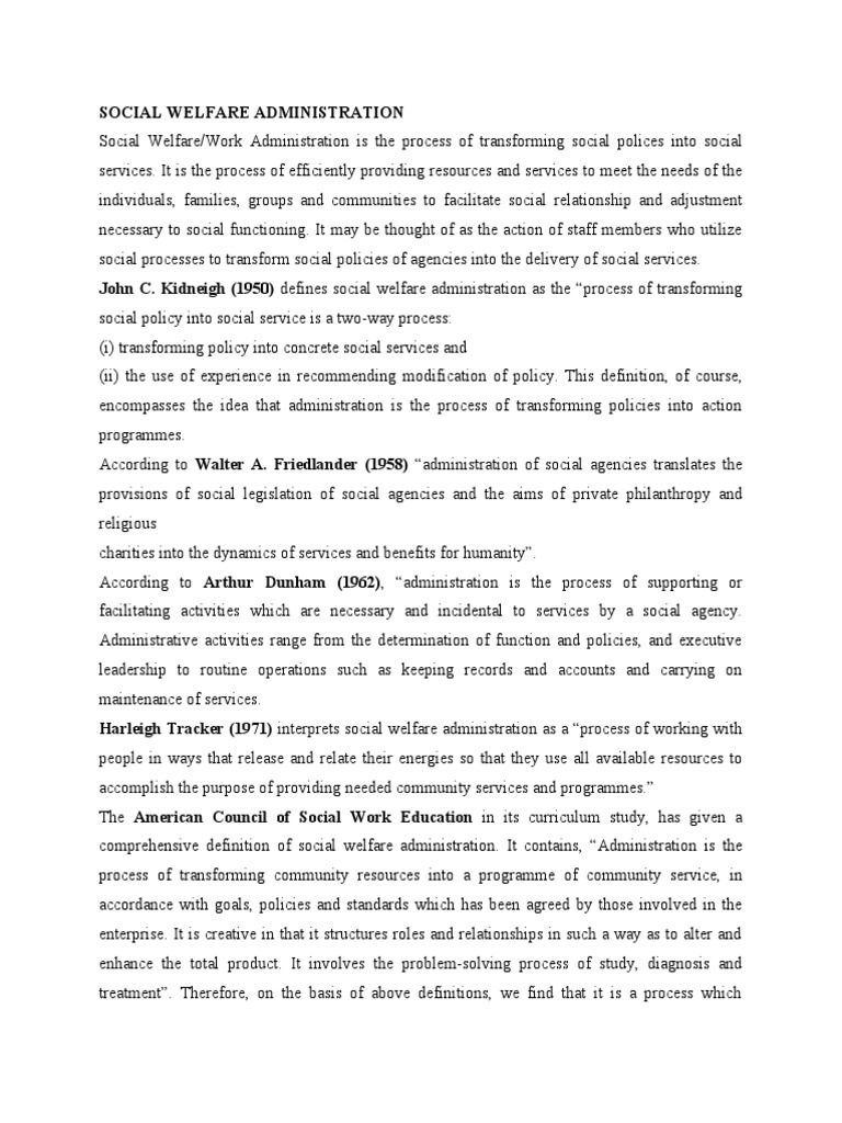 Social Welfare Administration Study Material | PDF | Nonverbal ...