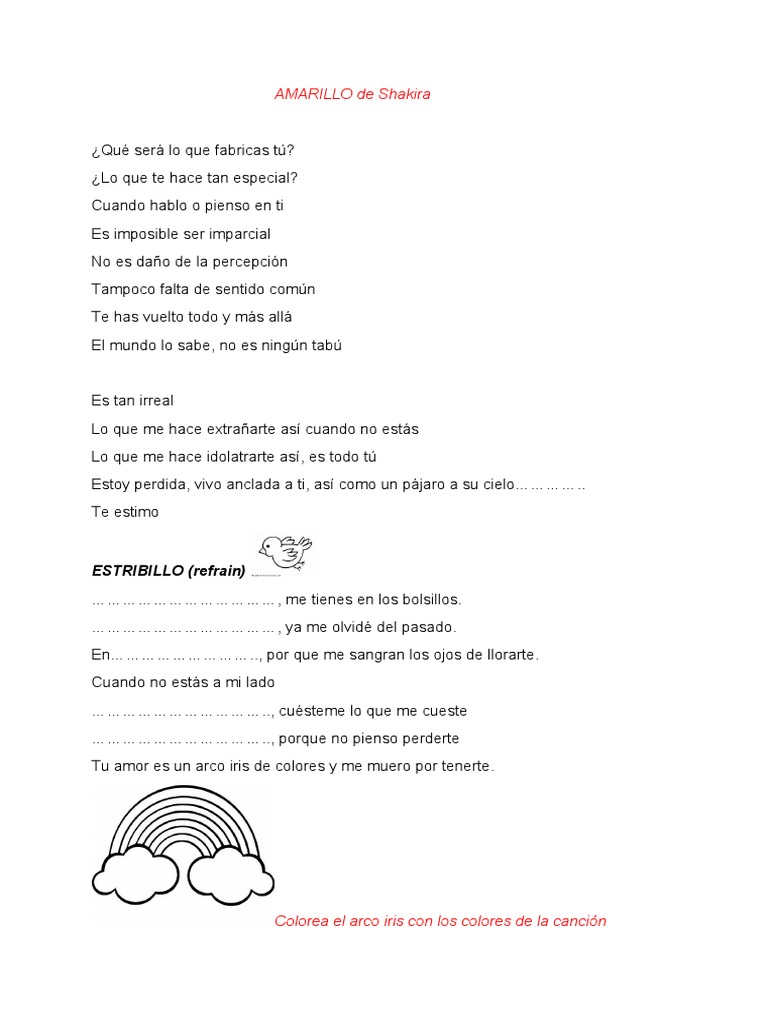 AMARILLO de Shakira Texte | PDF