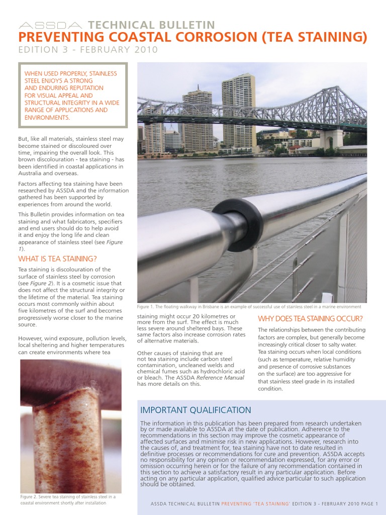 Preventing Coastal Corrosion Tea Staining Technical Bulletin Pdf