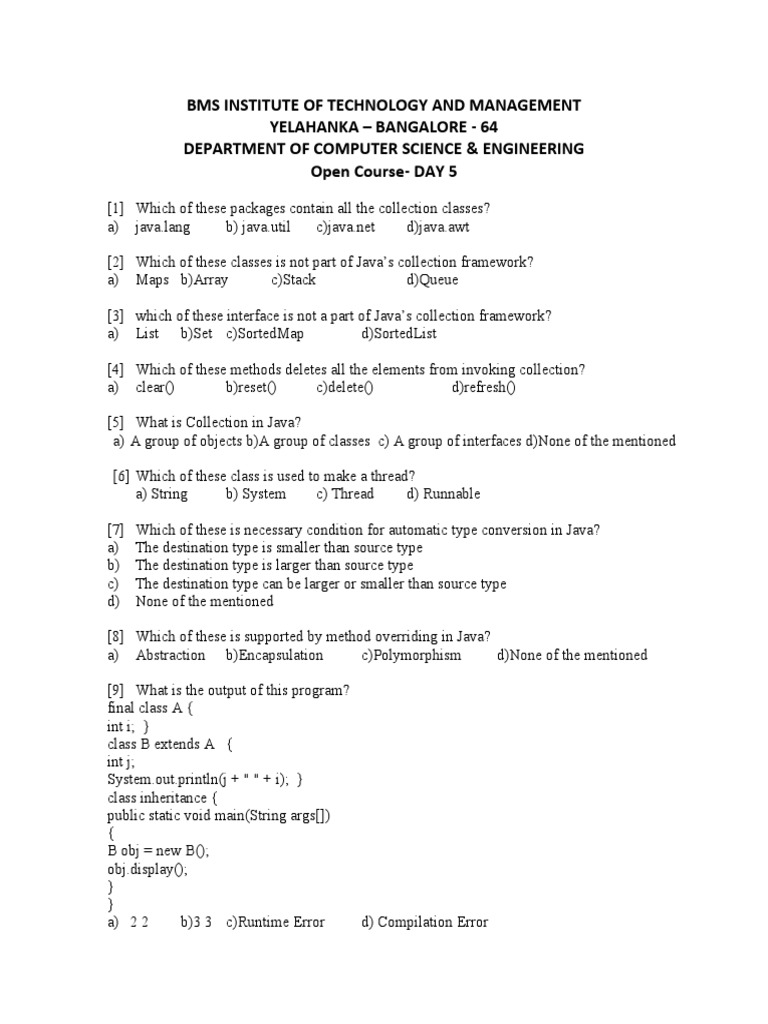 Java Mcq 5 Pdf Class Computer Programming Method Computer Programming