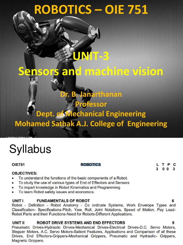 Robotics Unit3 Sensors | PDF | Computer Vision | Sensor