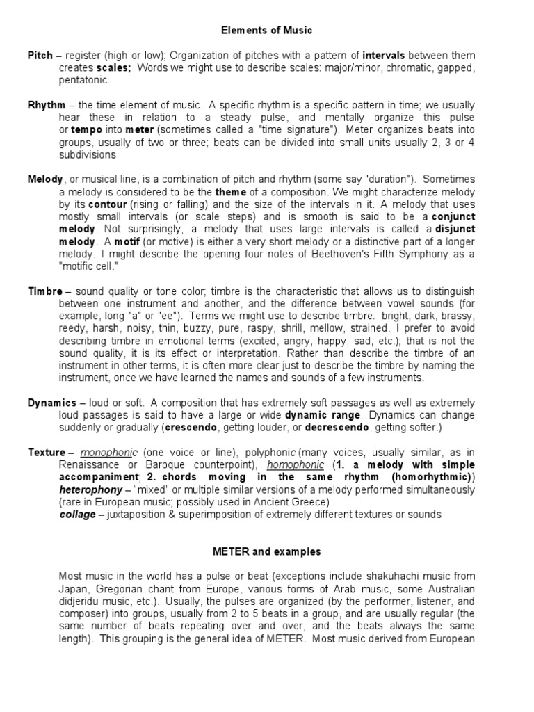 Elements of Music | PDF | Musical Notation | Entertainment