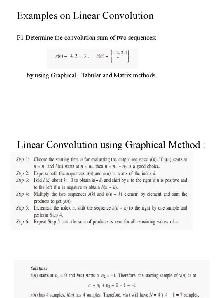 Examples On Linear Convolution: P1.Determine The Convolution Sum of Two ...