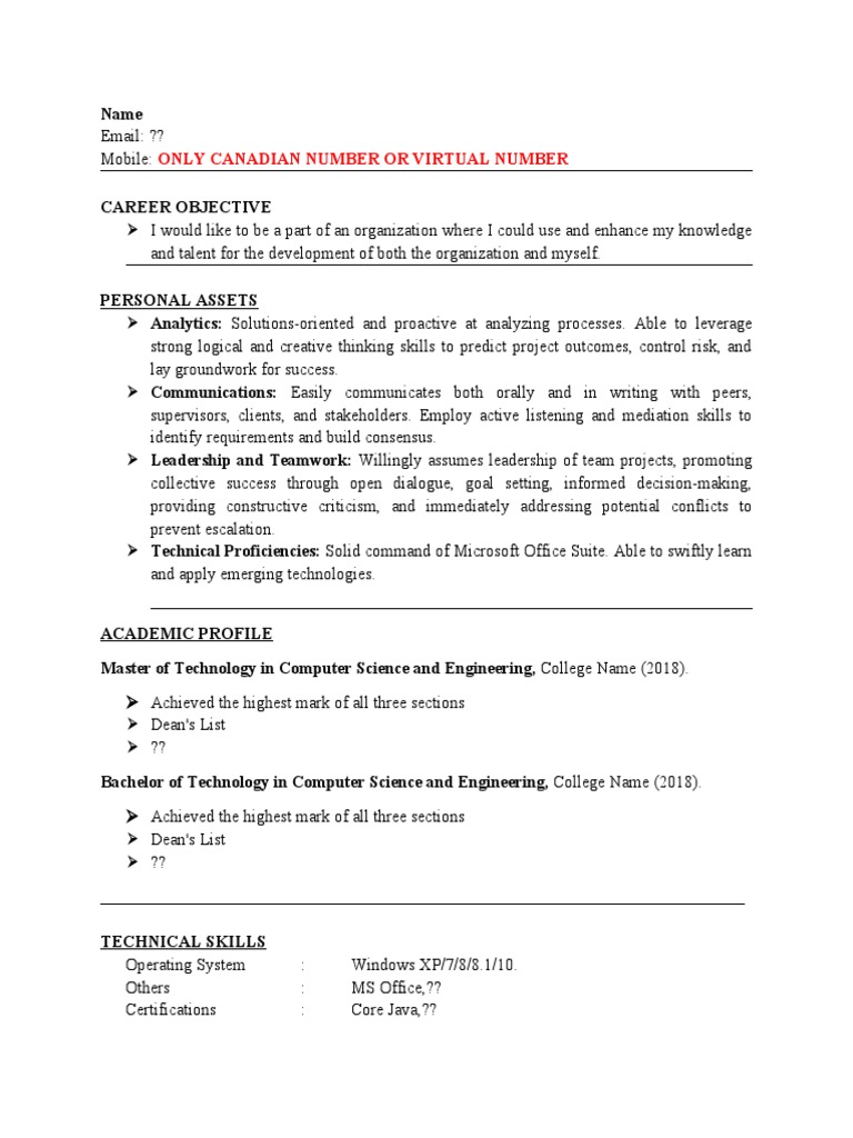 Canadian Format Resume | PDF | Backup | Databases